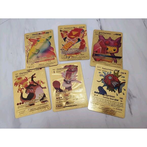 Toys | Lot 6 Pikachu Vmax Rainbow Charizard Magikarp Gold Pokmon Cards ...